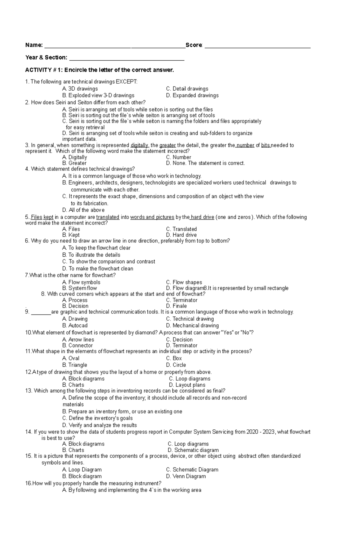 Quiz Css 9 Computer System Servicing Css Is A Vocational Program