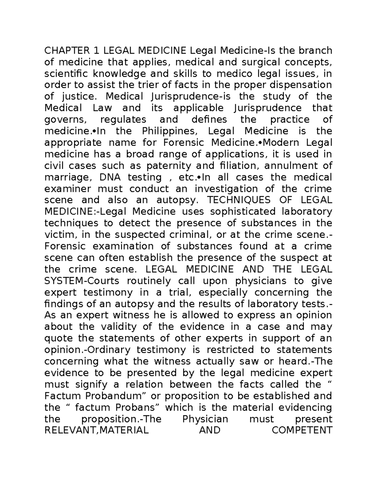 Chapter 1 Legal Medicine Legal Medicine - CHAPTER 1 LEGAL MEDICINE ...