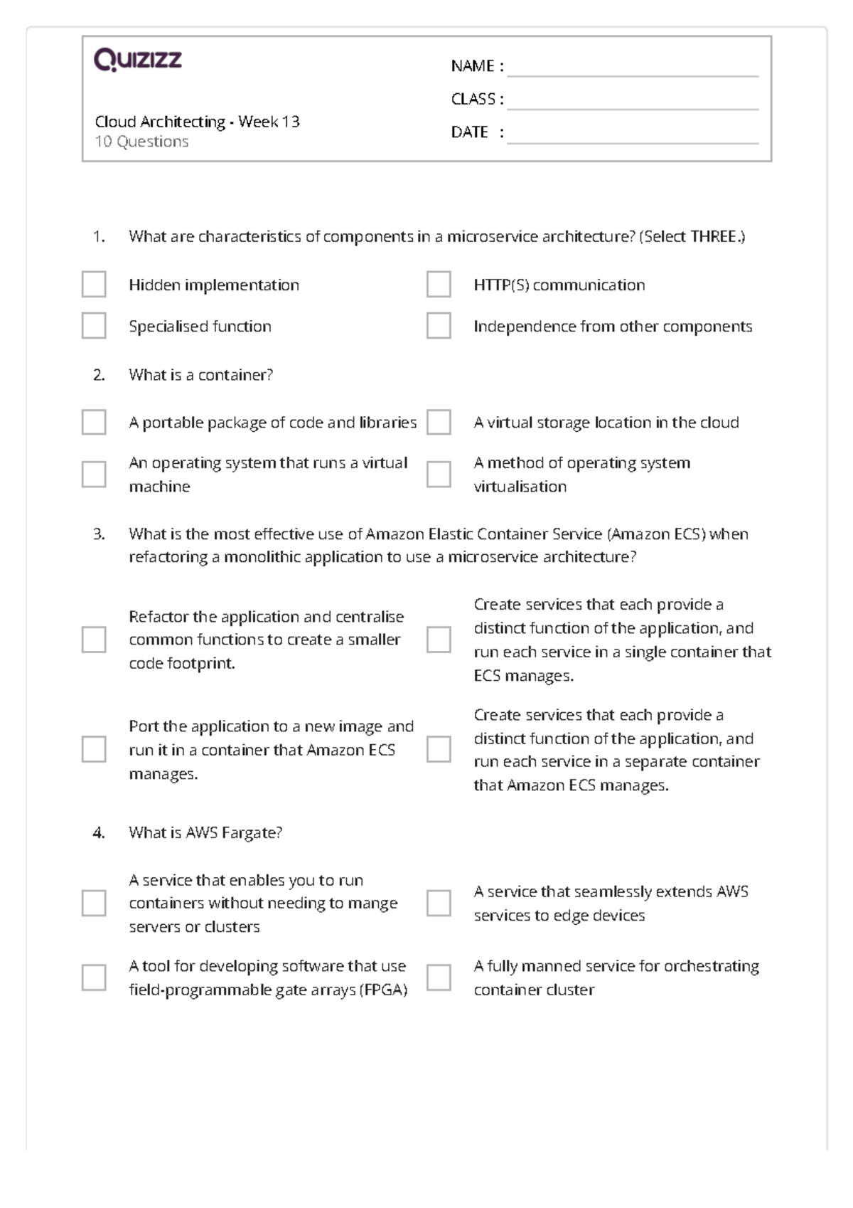 Cloud Architecting - Week 13 - ) A Hidden implementation B HTTP(S ...