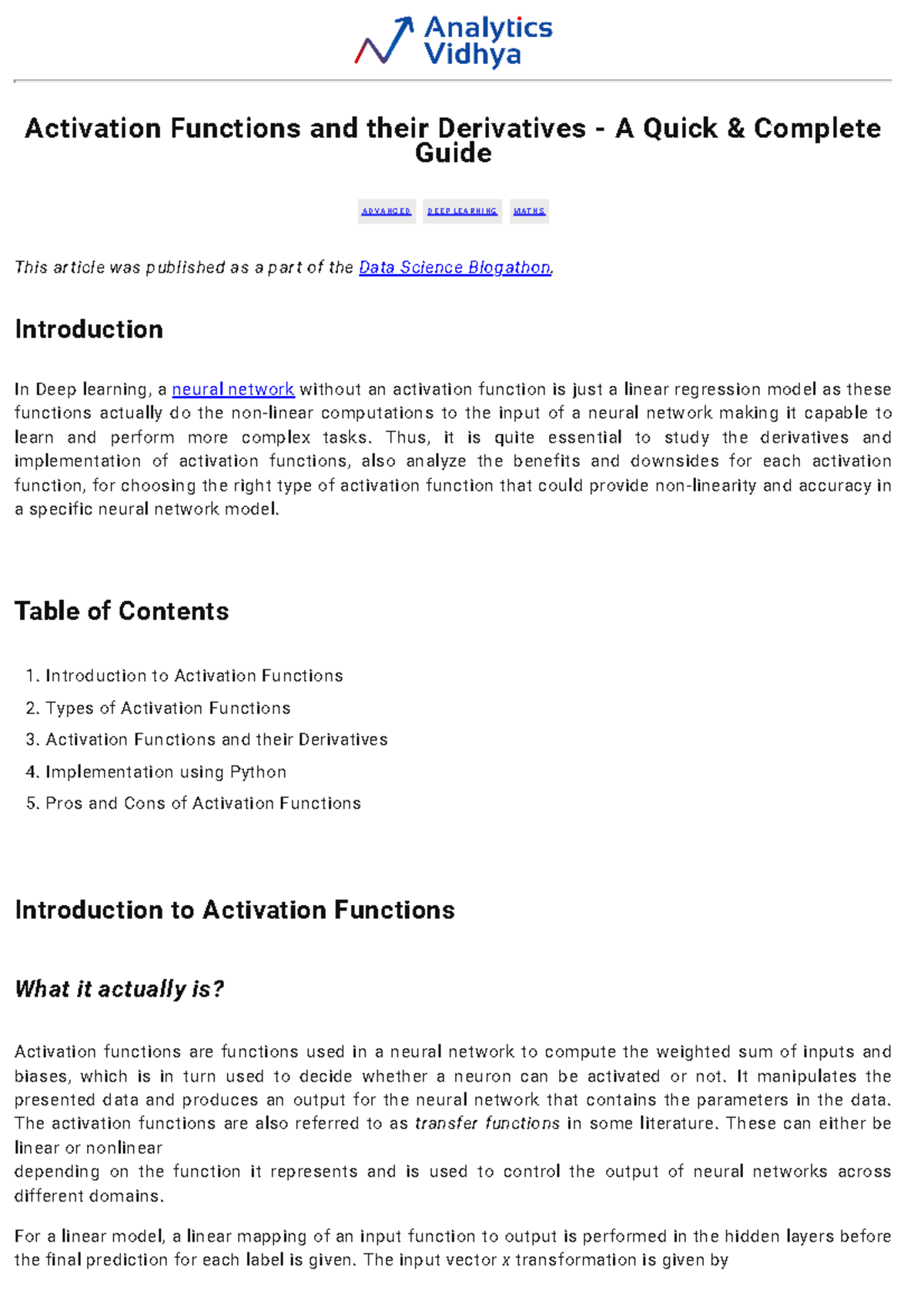 Activation functions and their derivatives a quick complete guide ...