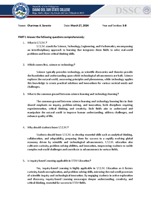 Serenio-TASK 4 - LECTURE - Name: CHARIMAE A. SERENIO Year/Course: 3BSED ...