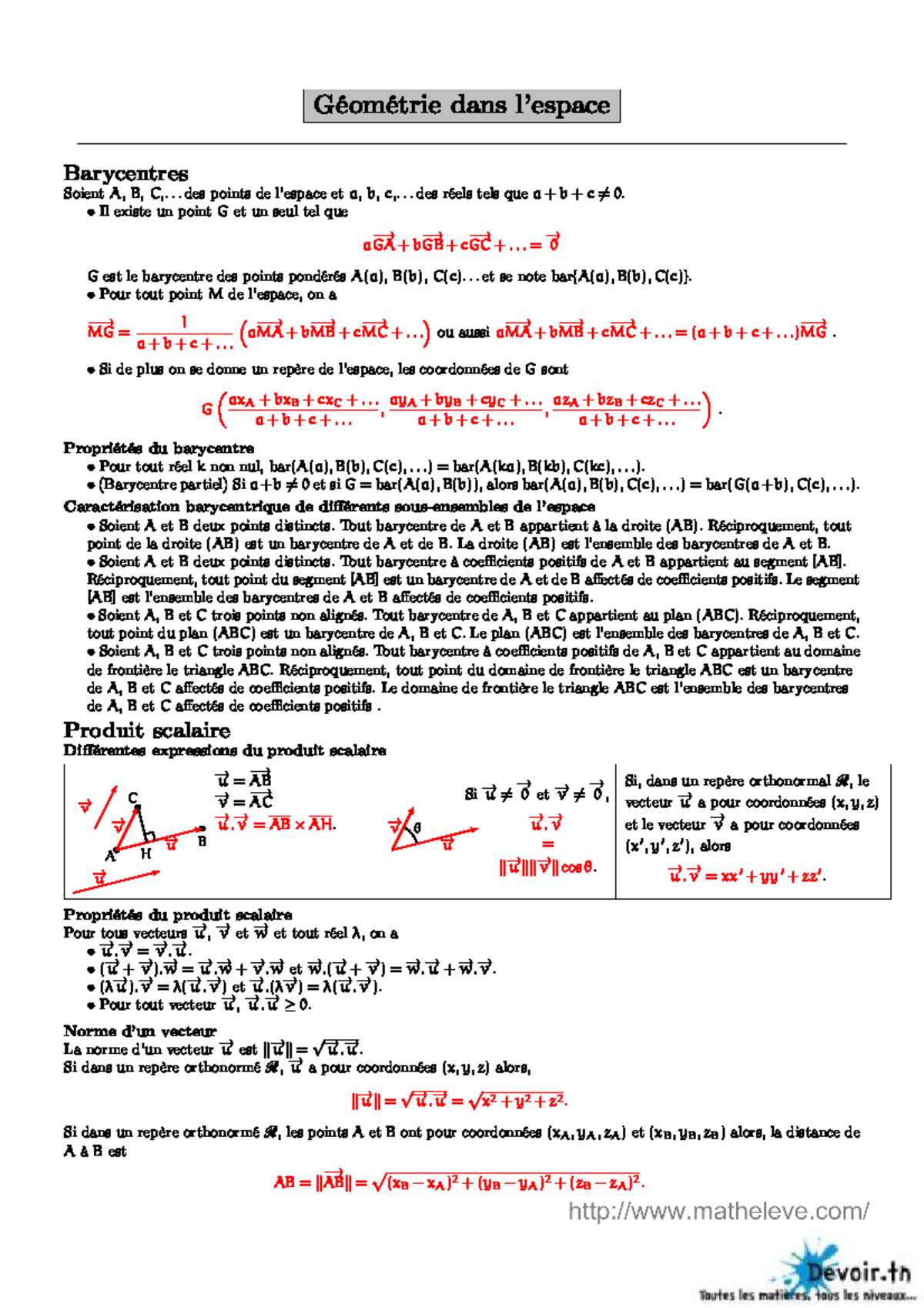 Résumer géometrie dans l espace - ! - Studocu
