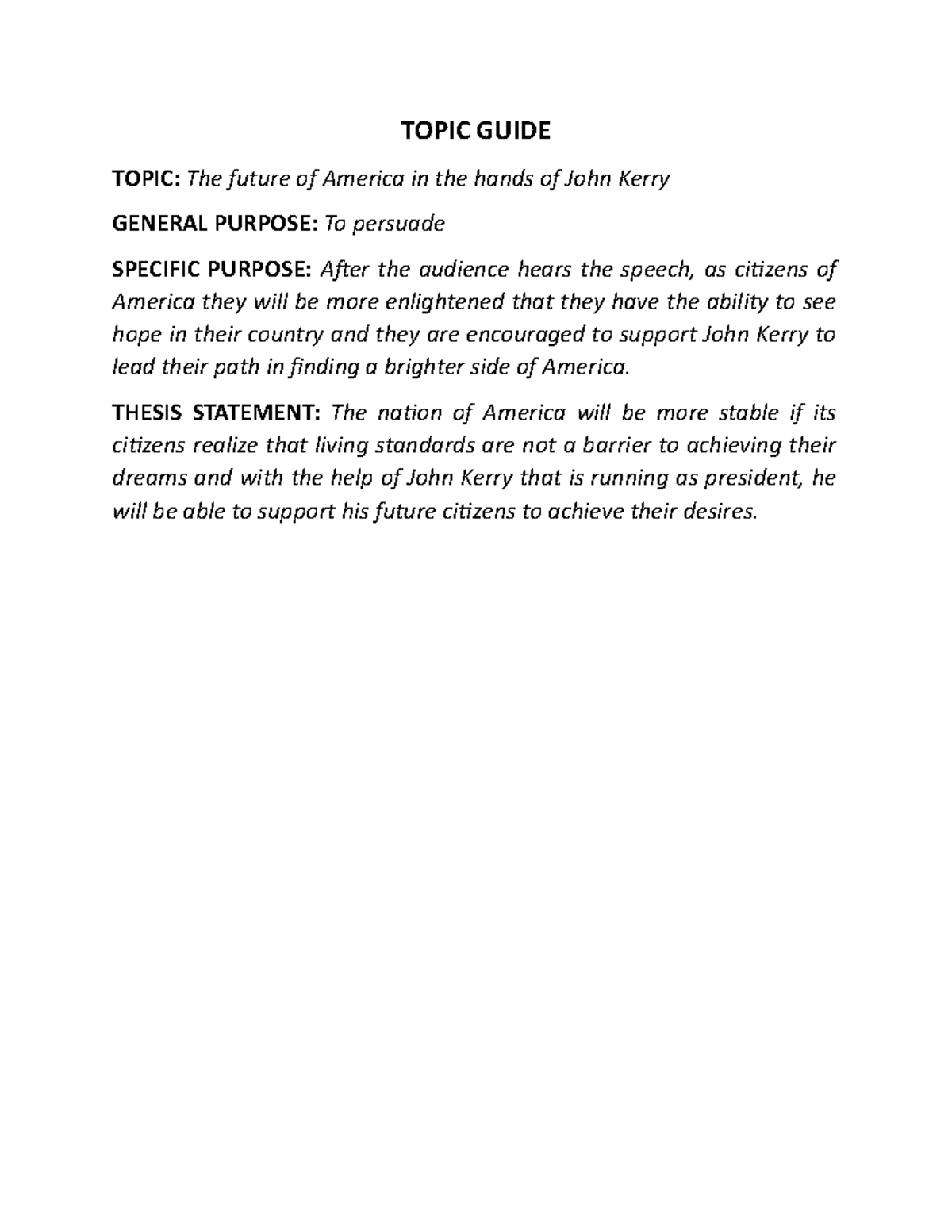 Purcom - Example of Topic Guide - TOPIC GUIDE TOPIC: The future of ...