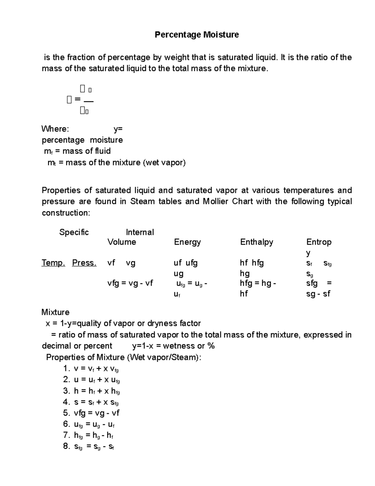 Percentage Moisture - It is the ratio of the mass of the saturated ...