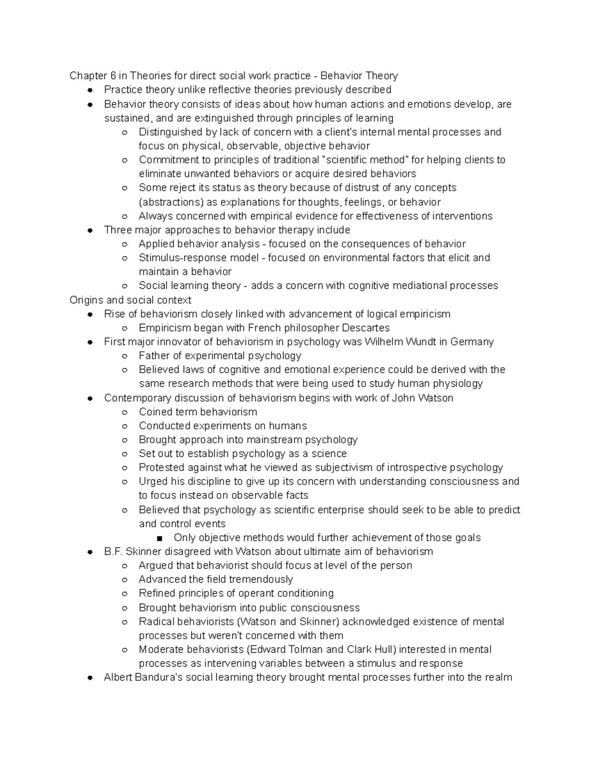 Behavior Theory - Chapter 6 in Theories for direct social work practice ...