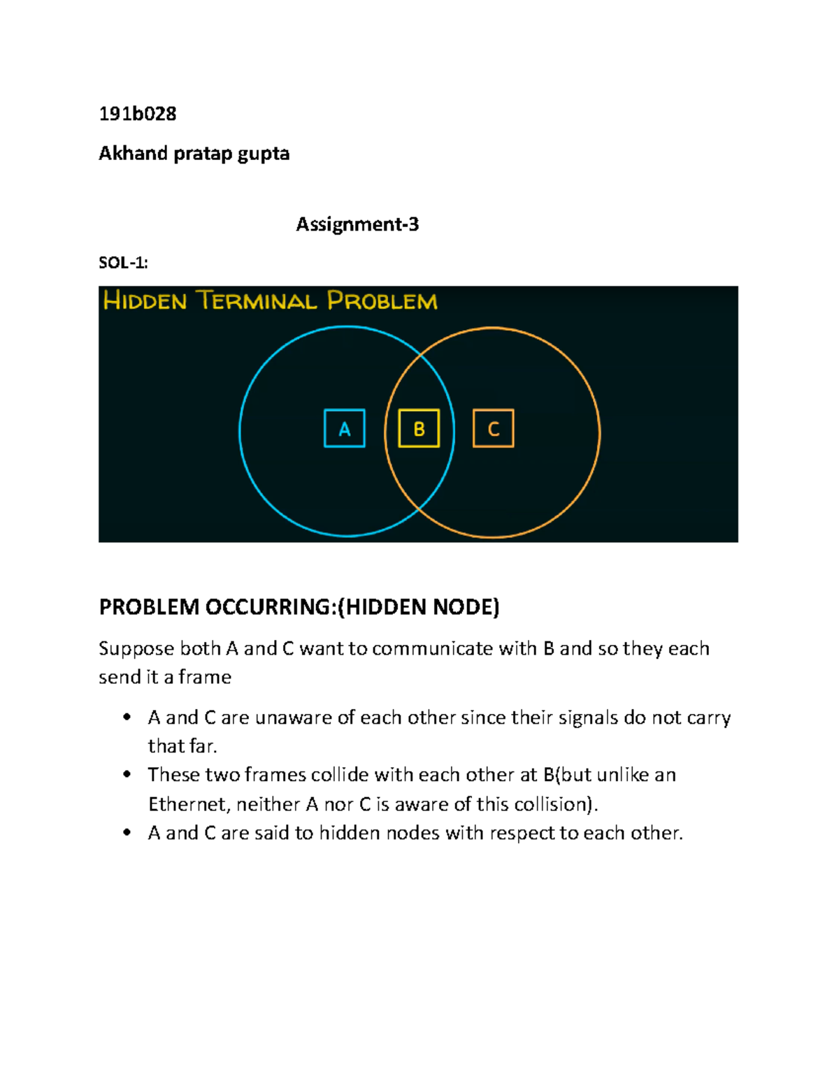 191b318 assignment-3 - computer networks - 191b Akhand pratap gupta Assignment- SOL-1: PROBLEM ...