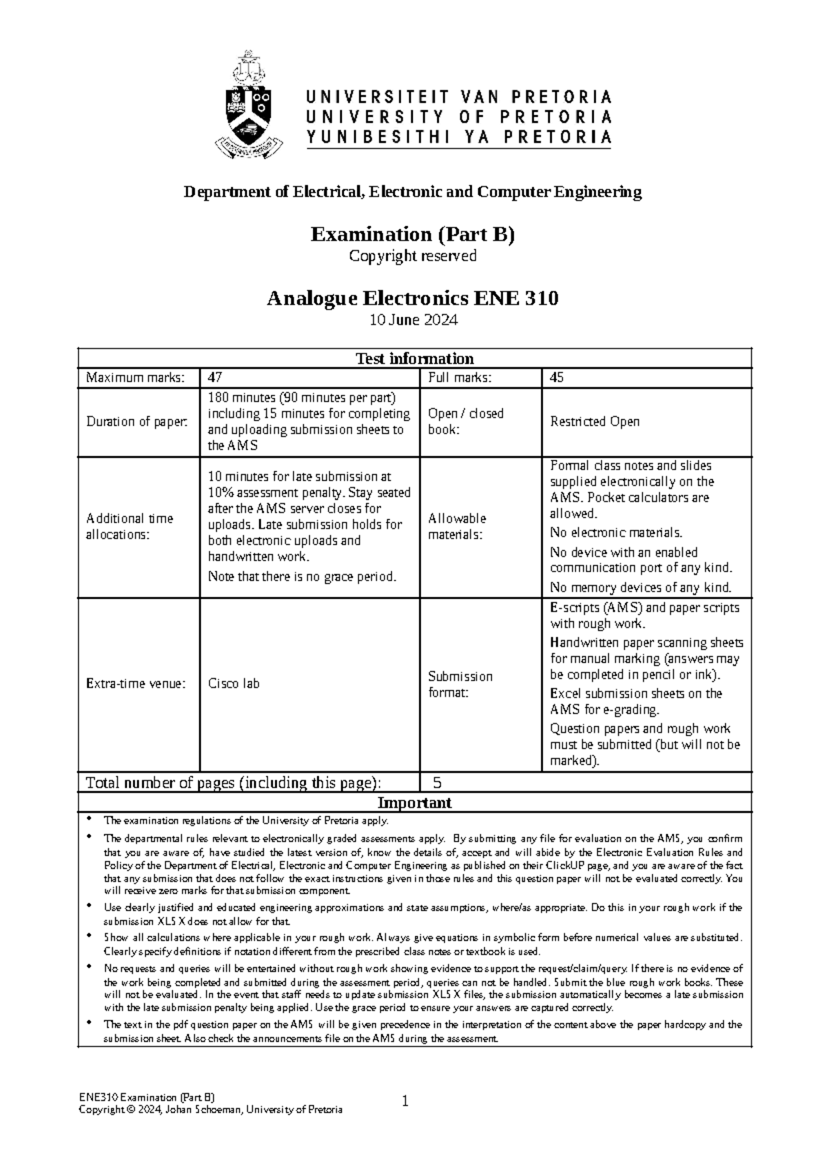 2024 ENE310 E01 Question paper Part B - Department of Electrical ...