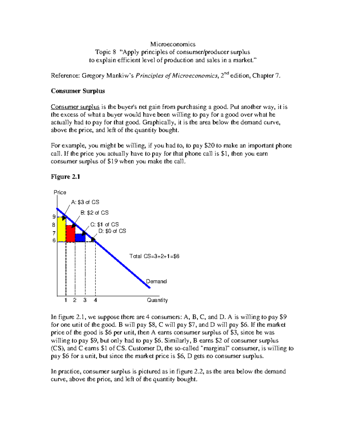 Microeconomics lecture notes 8 - Microeconomics Topic 8 “Apply ...