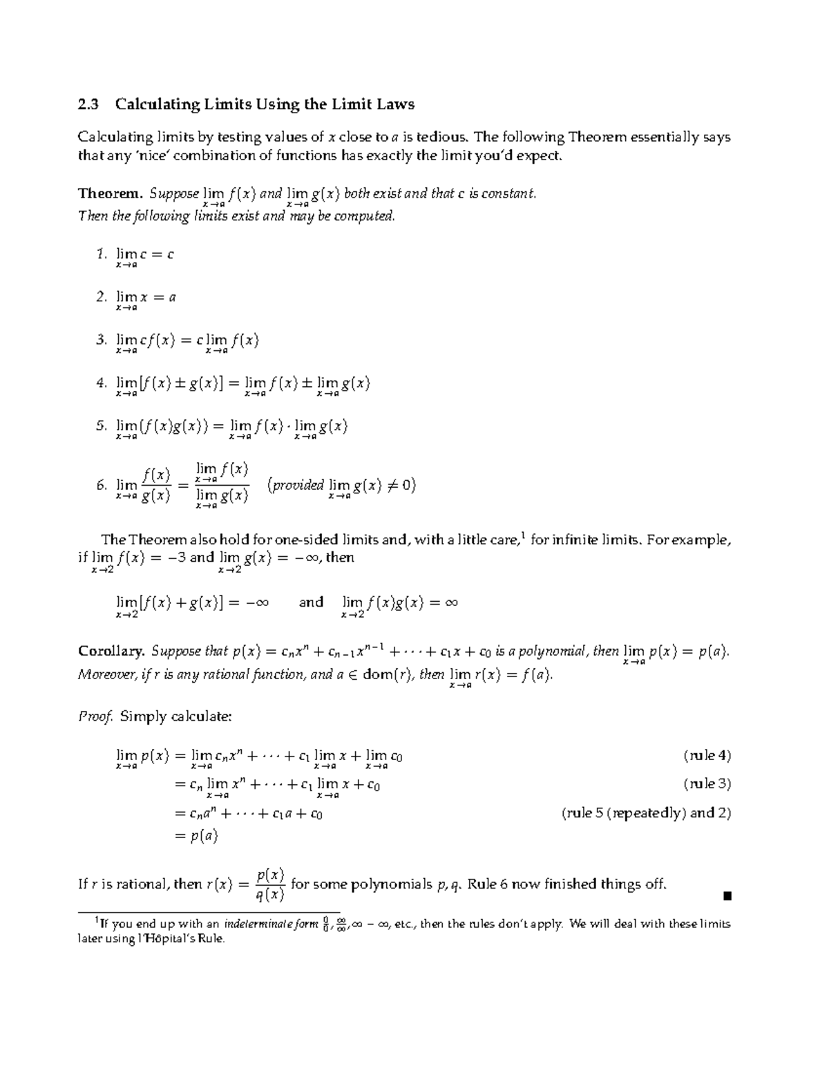 2 3 Nnhsjs 2 Calculating Limits Using The Limit Laws Calculating
