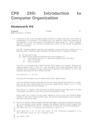 2013-2014 Homework 5 - CPS 250: Introduction Computer Organization to ...