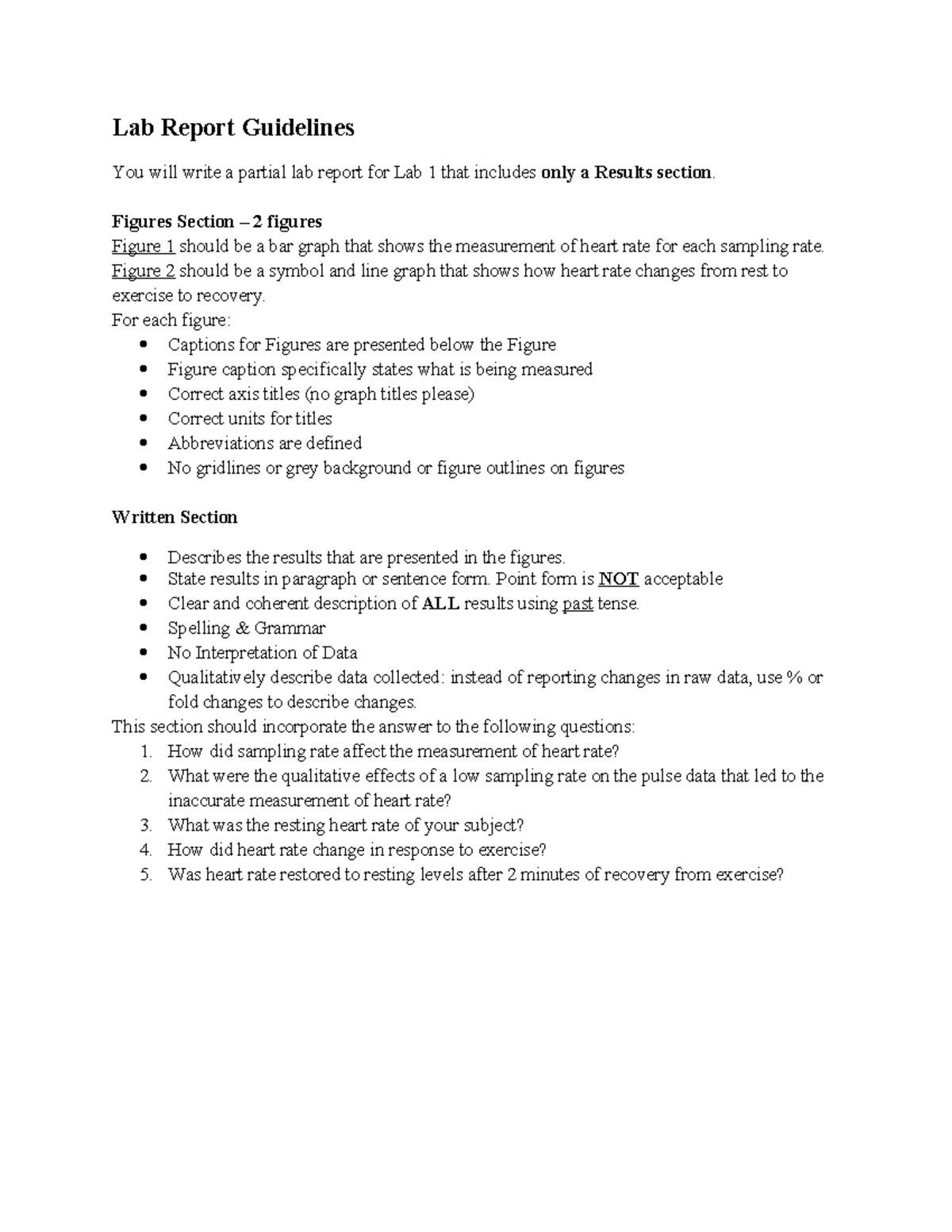 Lab1 Assignment BIO2A03 W24 - Lab Report Guidelines You will write a ...