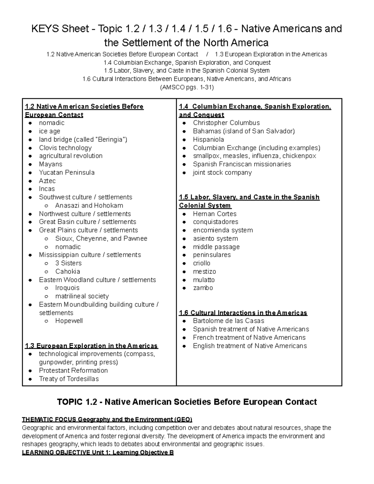 KEYS Sheet - Topic 1.2 1.3 1.4 1.5 1 - KEYS Sheet - Topic 1 / 1 / 1 / 1 ...