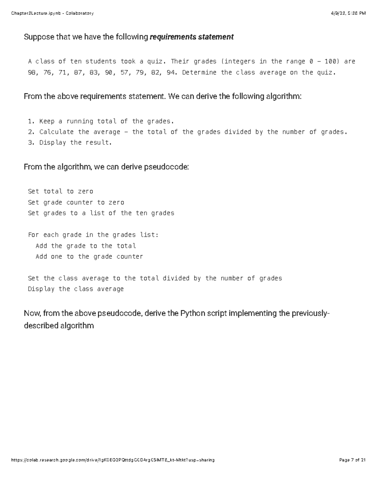 Cosc Notes 2023 - Suppose that we have the following requirements ...