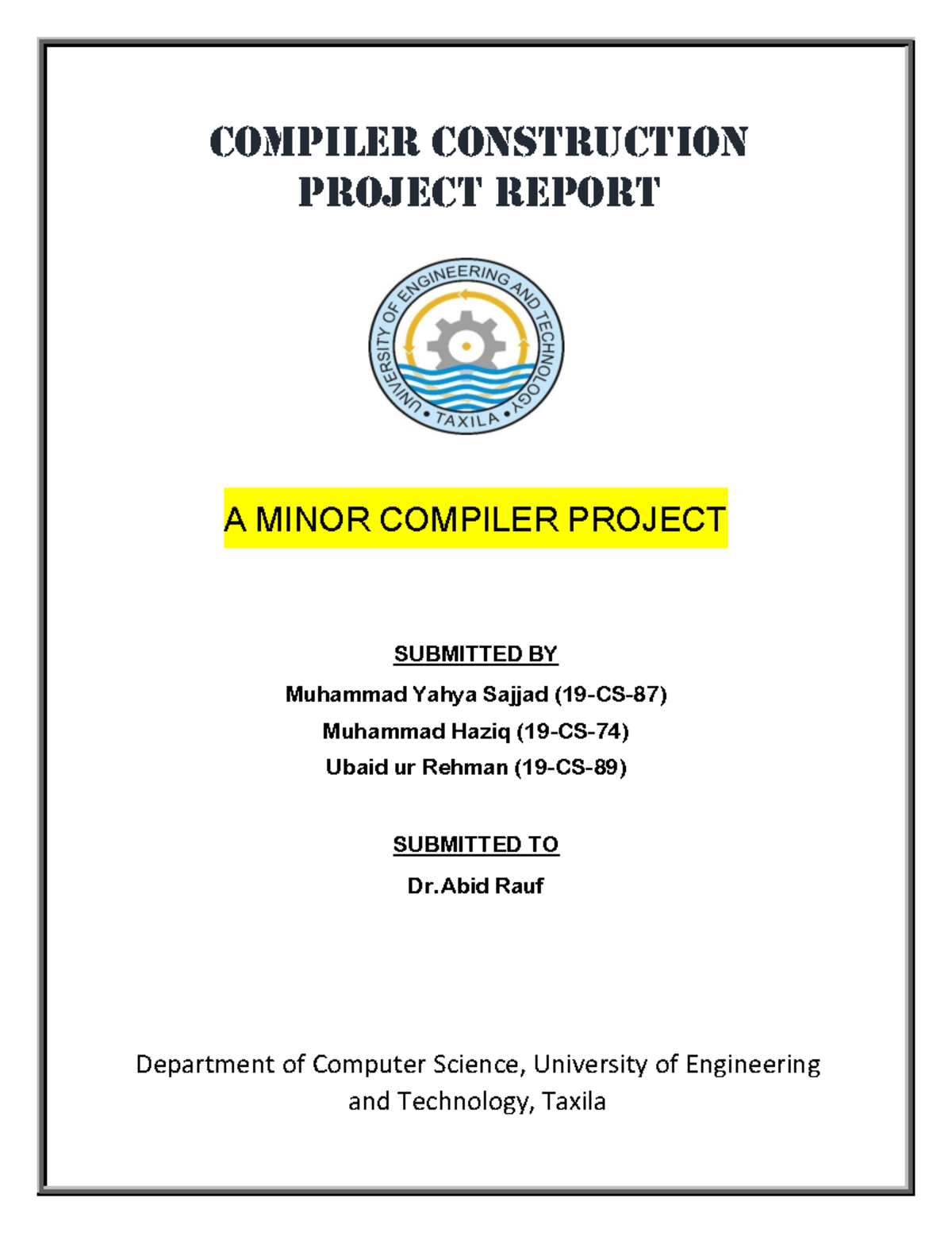 CC Project Final Template, CC Project Final Template, Compiler Design ...