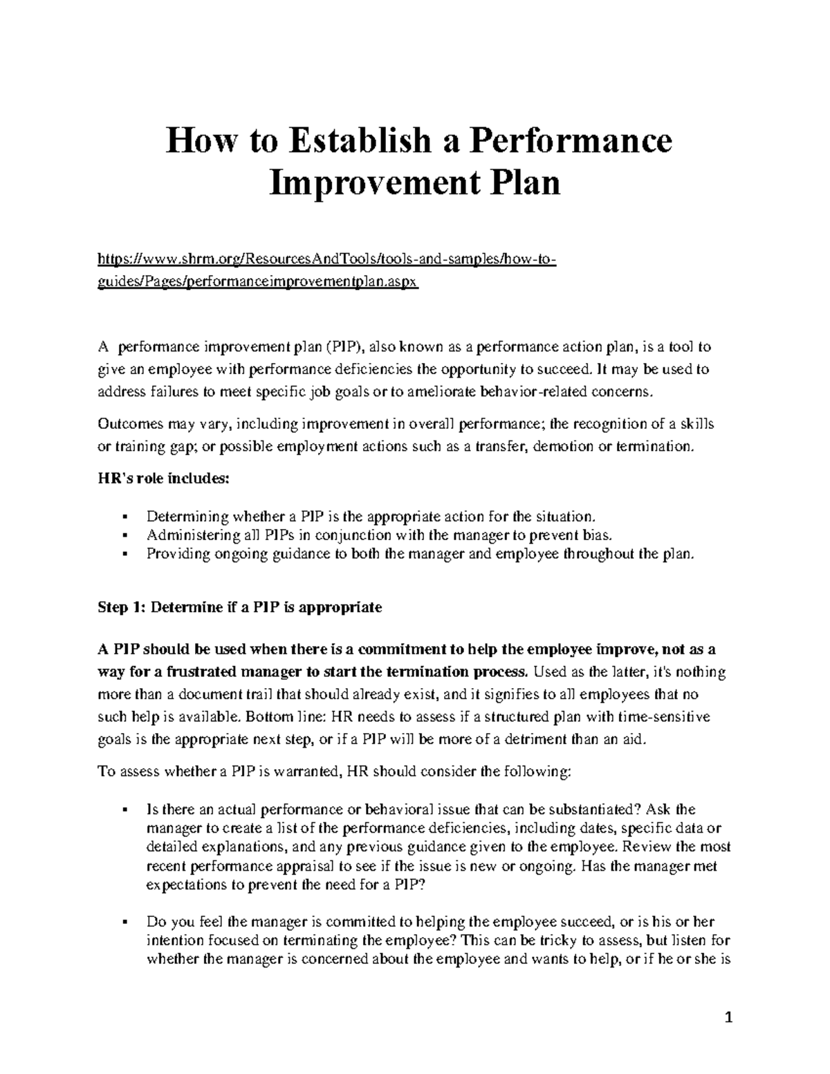 How to Establish a Performance Improvement Plan - How to Establish a ...