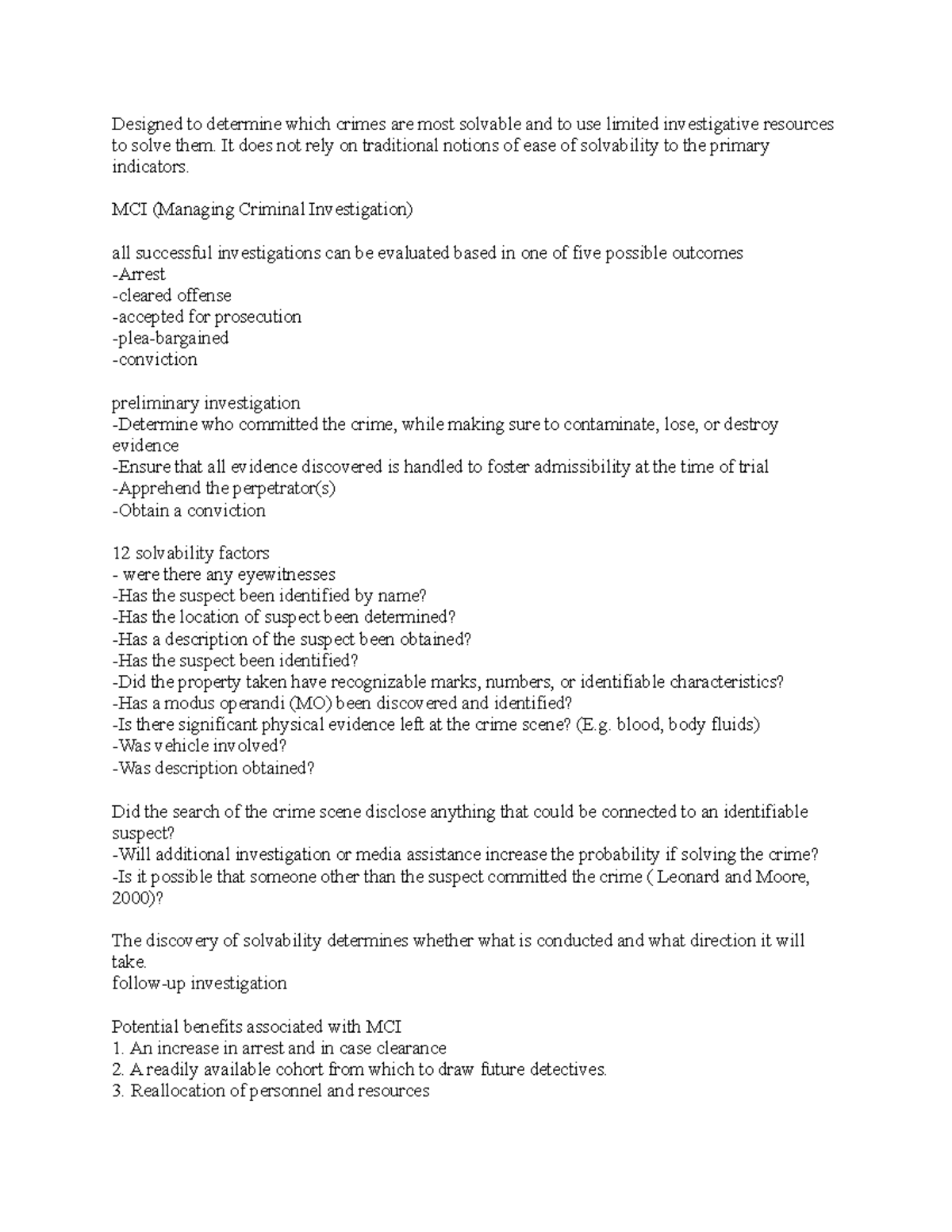 Criminal investigation quiz notes - Designed to determine which crimes ...