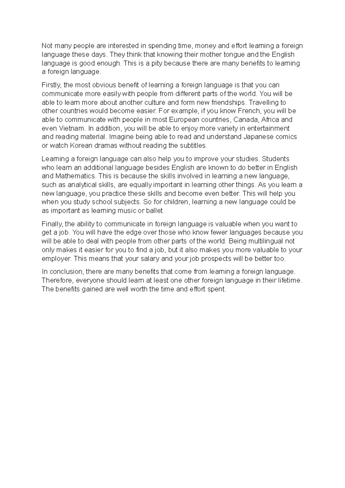 Benefits of learning a foreign language - Not many people are ...