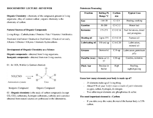 Biochemistry Lectures Reviewer - BIOCHEMISTRY LECTURE : REVIEWER Organic Chemistry - chemistry ...