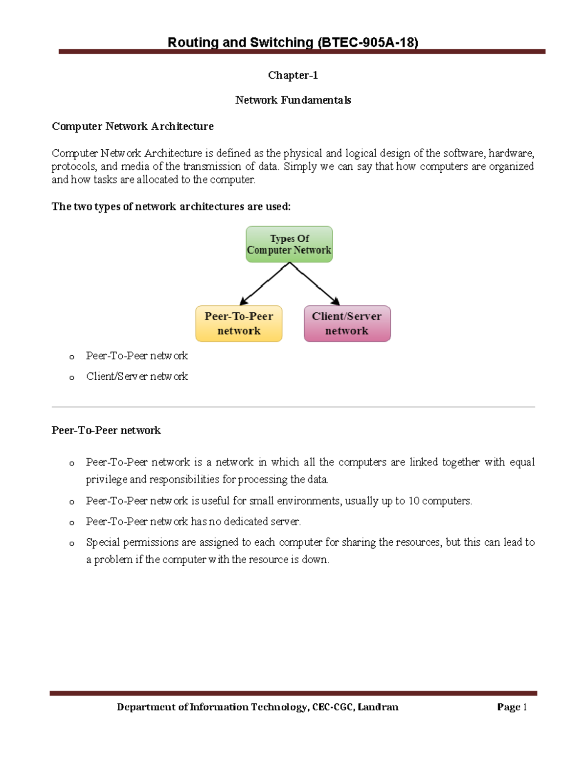 Chapter No 1 (RS) - routing switching - Chapter- Network Fundamentals Computer Network ...
