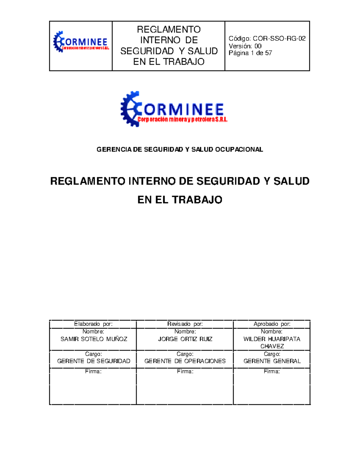 REG- Interno DE SSO-RG-02 - INTERNO DE SEGURIDAD Y SALUD EN EL TRABAJO ...