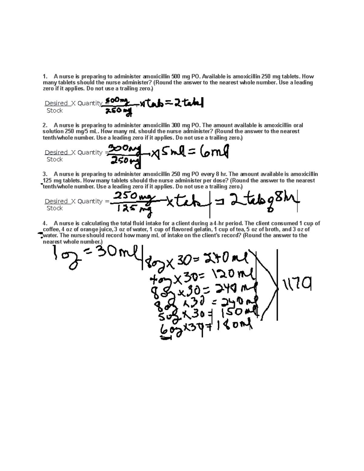 Calculation questions - 1. A nurse is preparing to administer ...