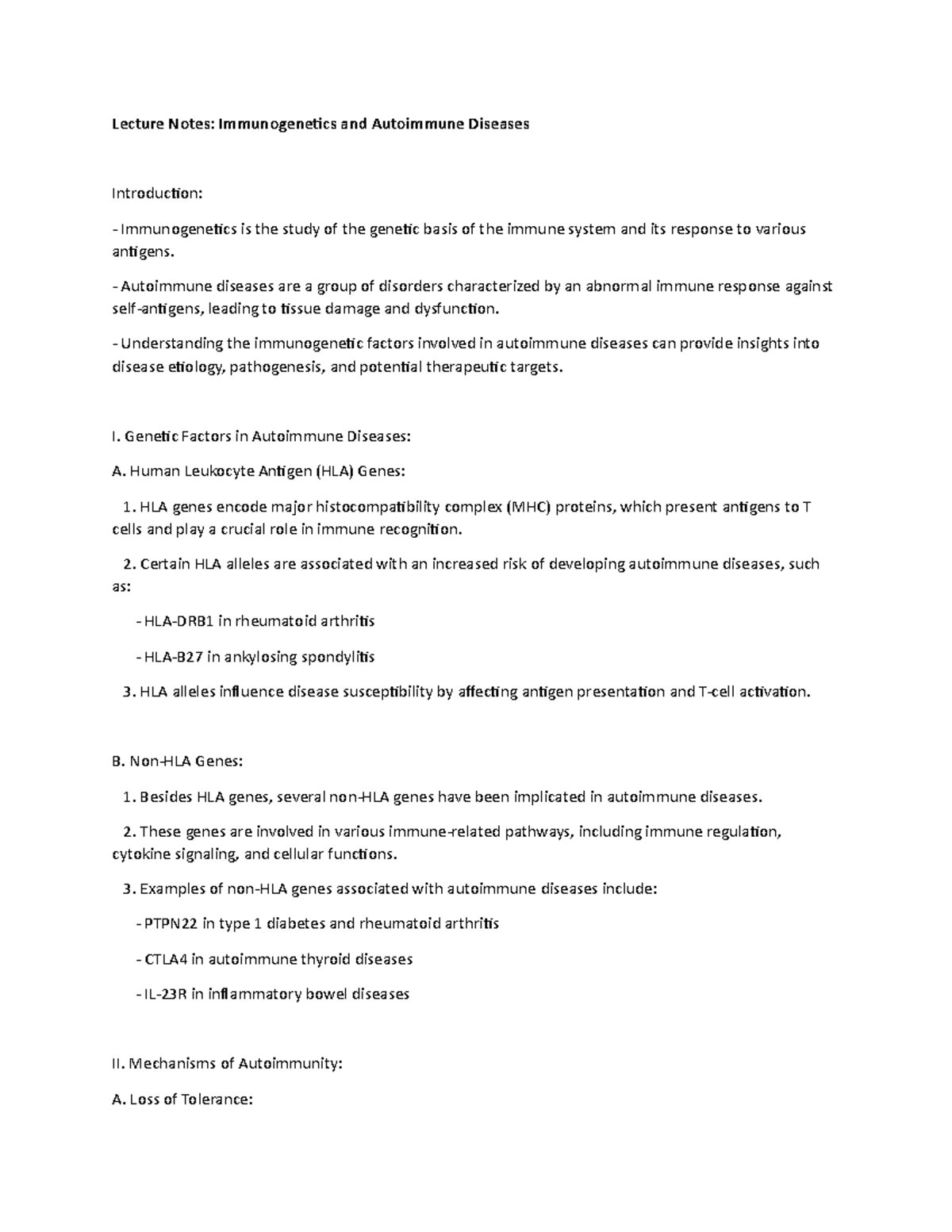 Immunogenetics and Autoimmune Diseases - Lecture Notes: Immunogenetics ...