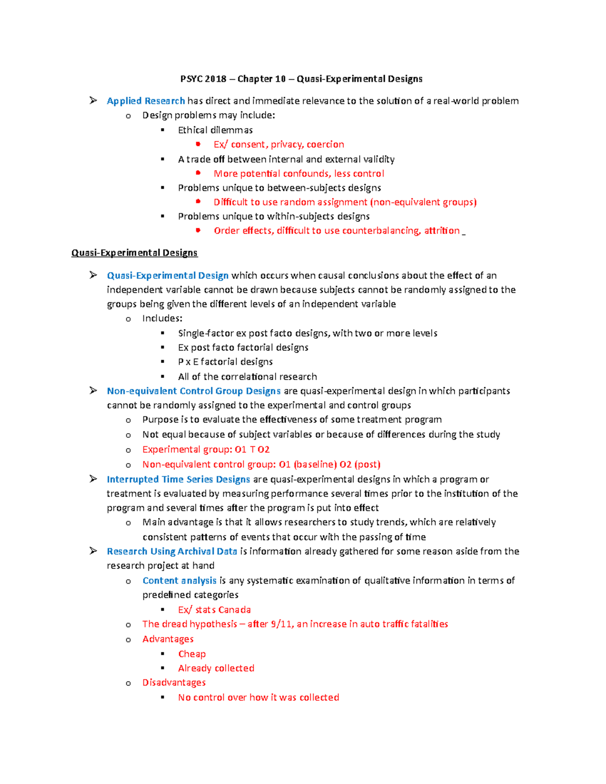 PSYC 2018 – Chapter 10 – Quasi-Experimental Designs - PSYC 2018 – Chapter 10 – Quasi ...