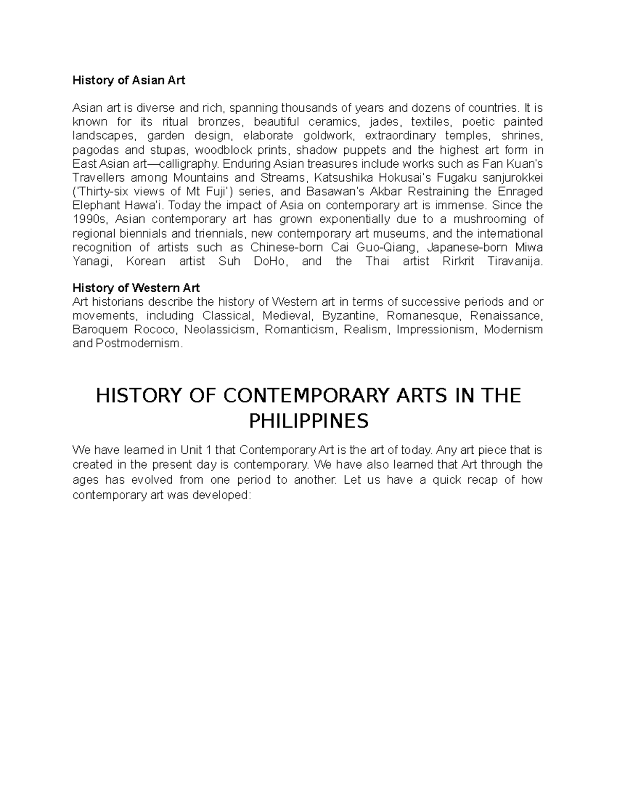 ART- History - ............ - History of Asian Art Asian art is diverse ...