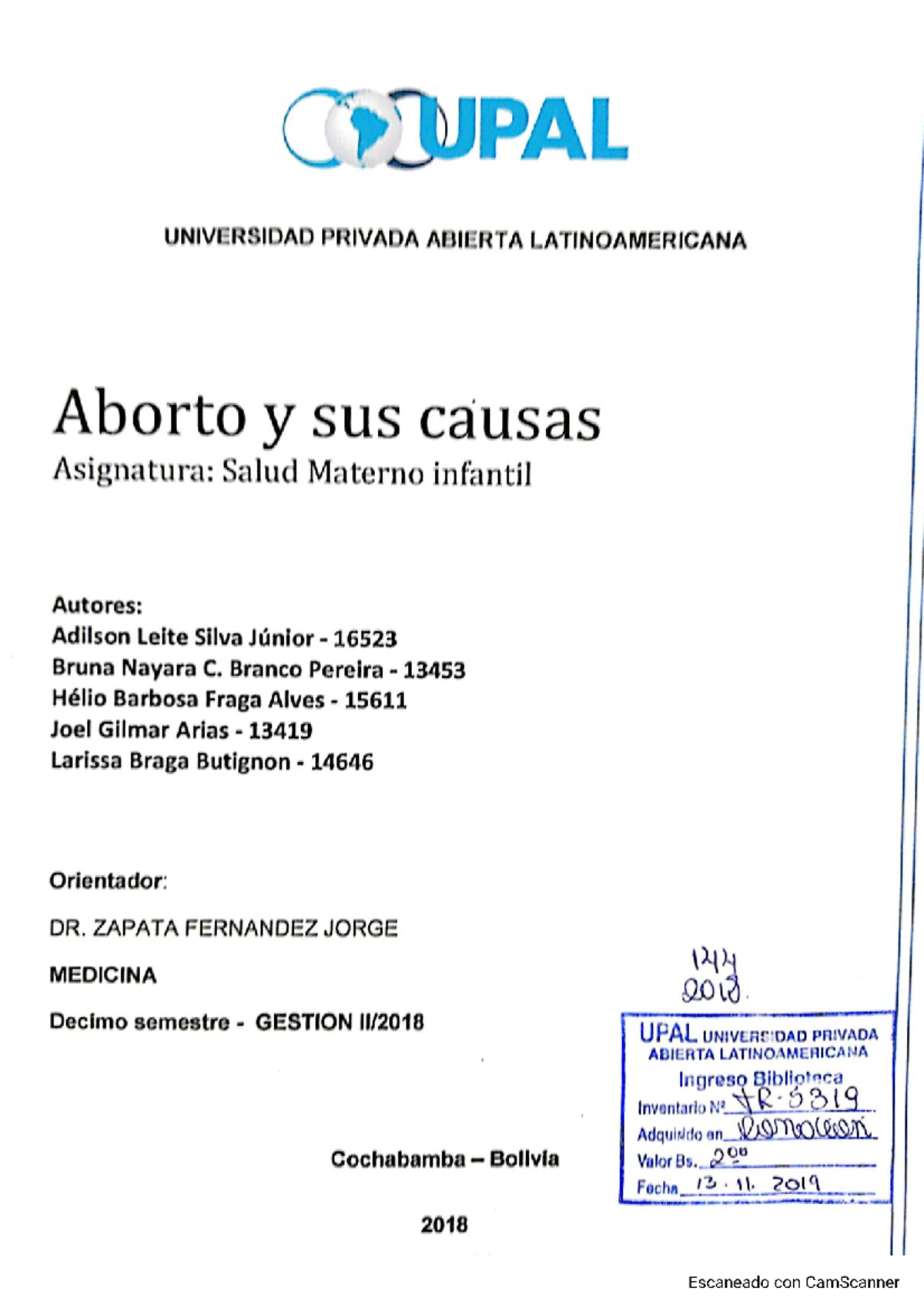 TR05319-UPAL - DUPAL UNIVERSIDAD PRIVADA ABIERTA LATINOAMERICANA Aborto ...