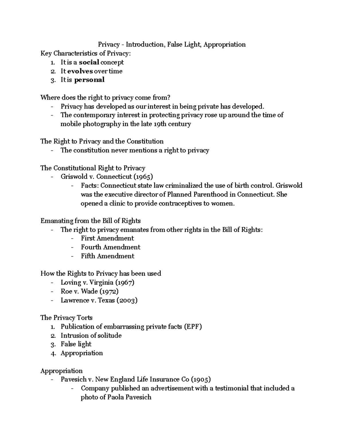 Privacy - Introduction, False Light, Appropriation - The contemporary ...