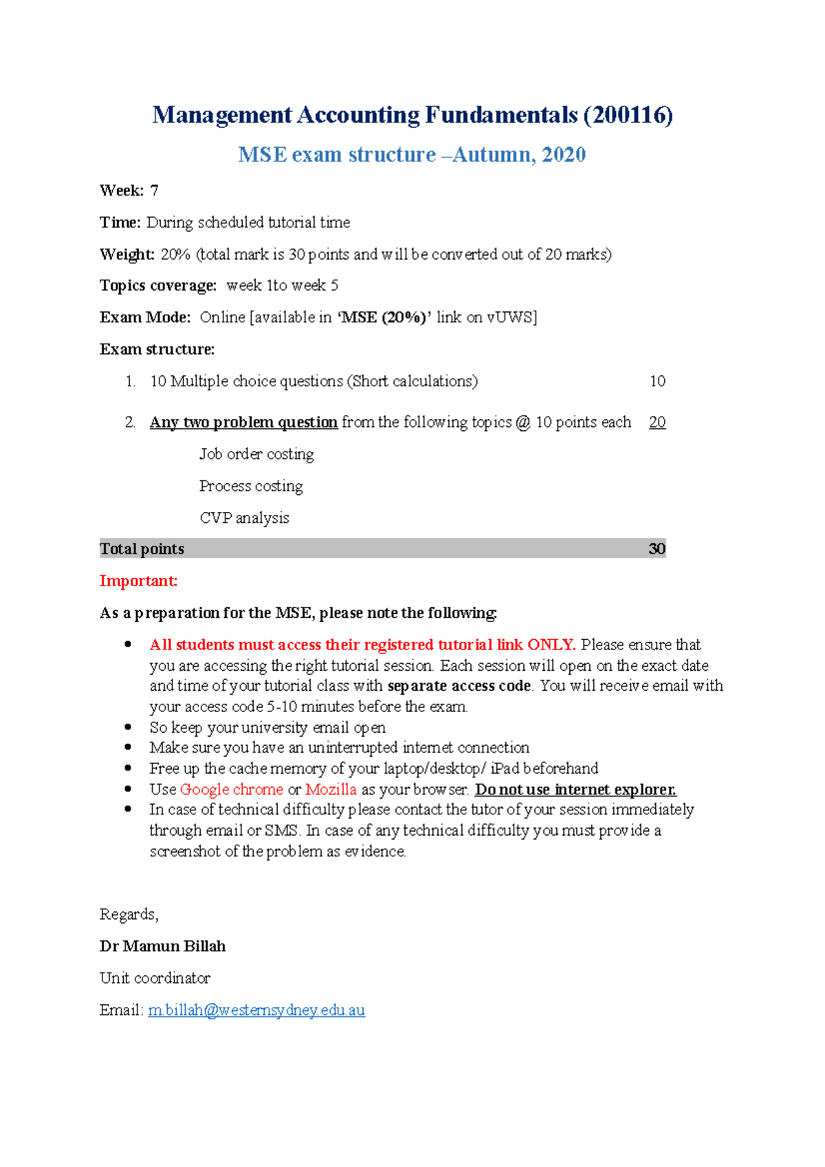 MAF 2001 16 Autumn 2020 MSE structure 13.49.16 13 - 200116 - - StuDocu