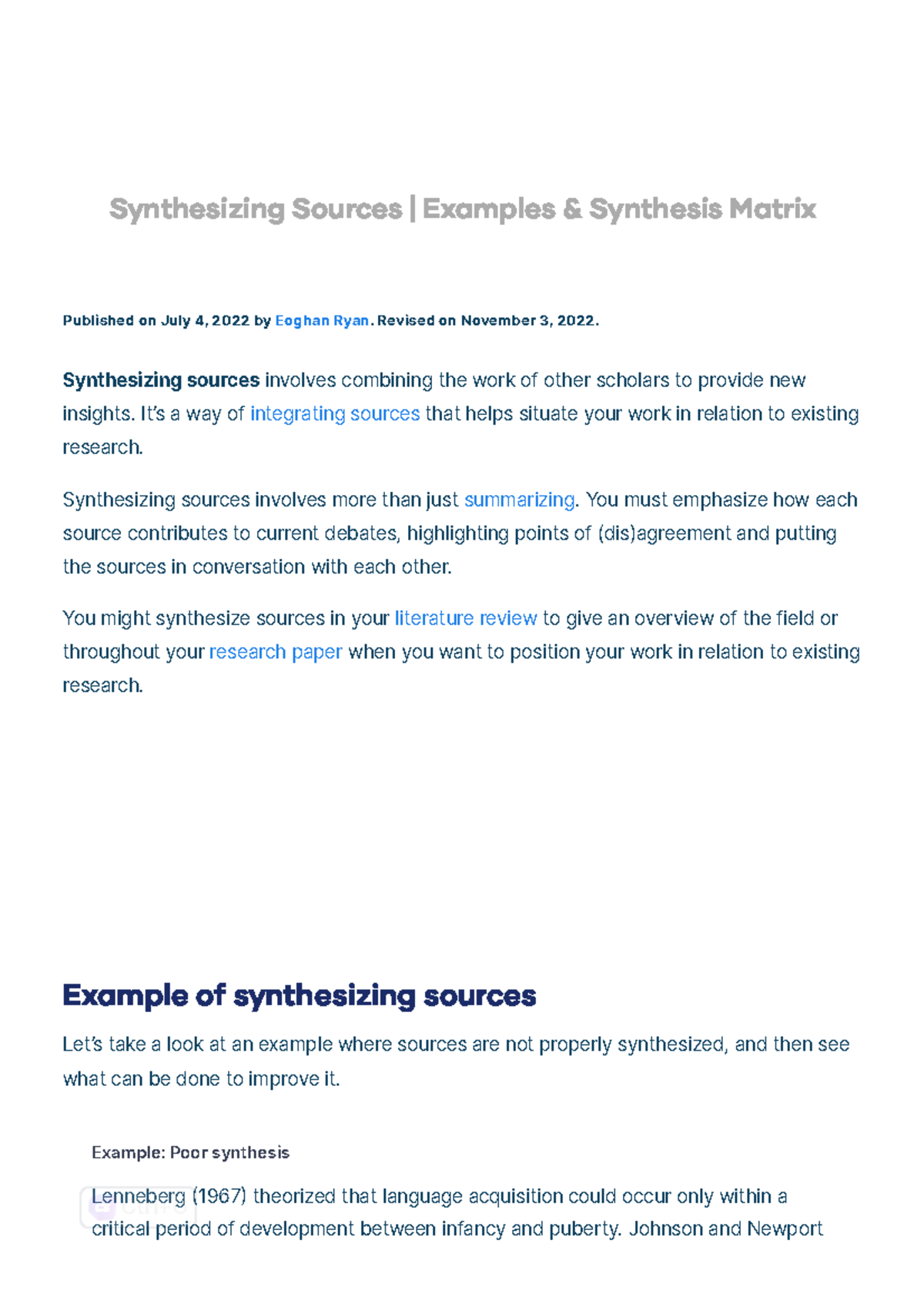 Synthesizing Sources Examples & Synthesis Matrix - Synthesizing Sources ...