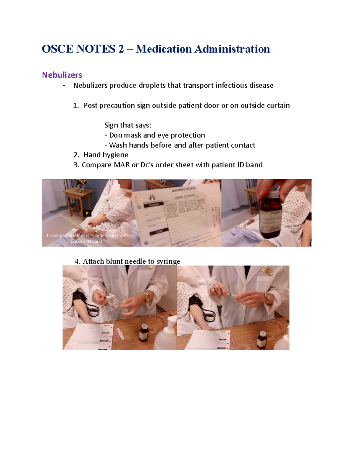 OSCE Notes 2 – Medication Administration - OSCE NOTES 2 – Medication ...