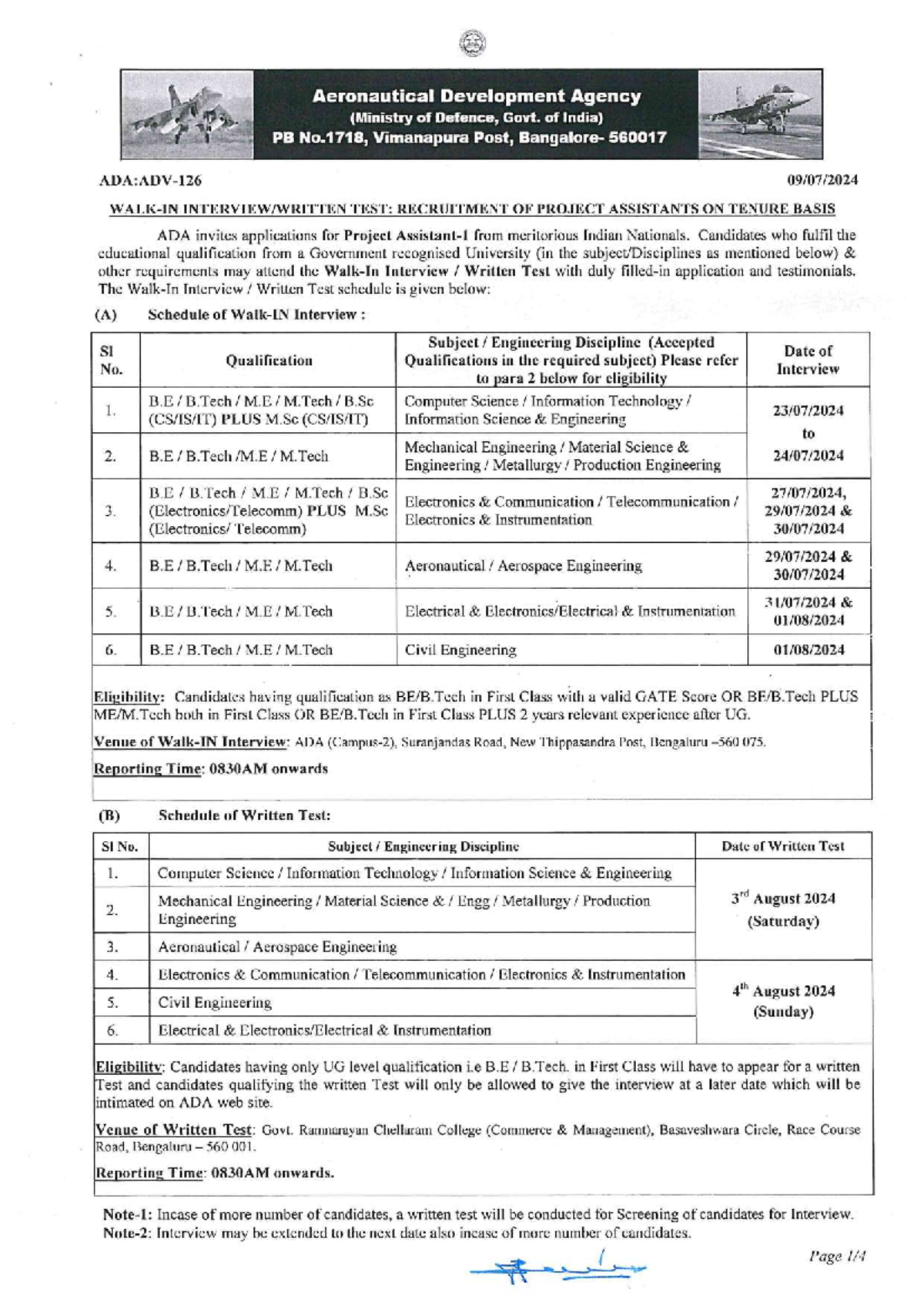 ADA ADV-126 Full Advt - jhjhj - Aeronautical Development Agency ...