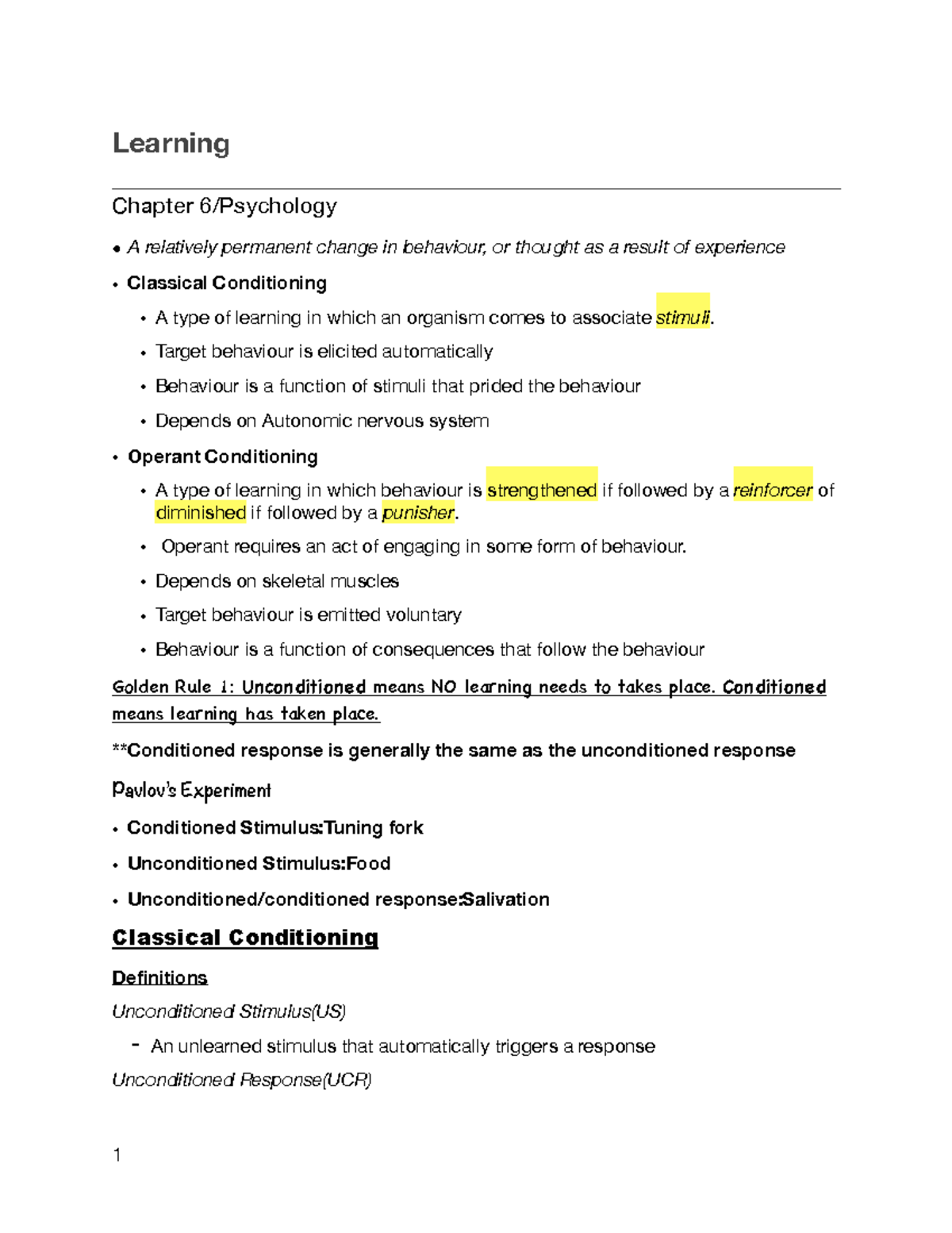 Chapter 6 Psychology - Learning Chapter 6/Psychology A relatively ...