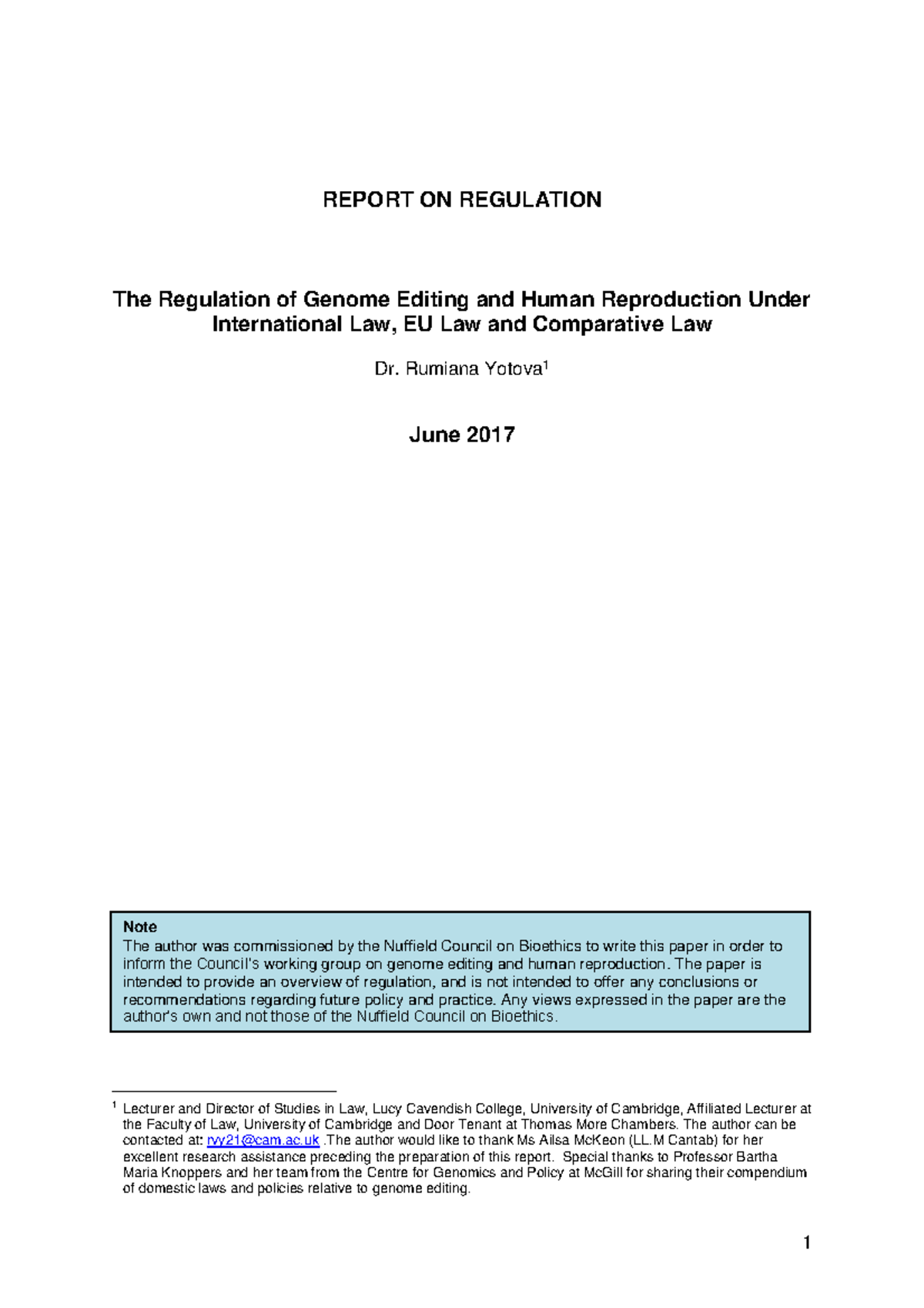 GEHR report on regulation - REPORT ON REGULATION The Regulation of ...