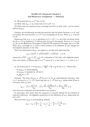 HW4Sol copy - asdasd - MATH 213 Advanced Calculus I 4th Homework ...