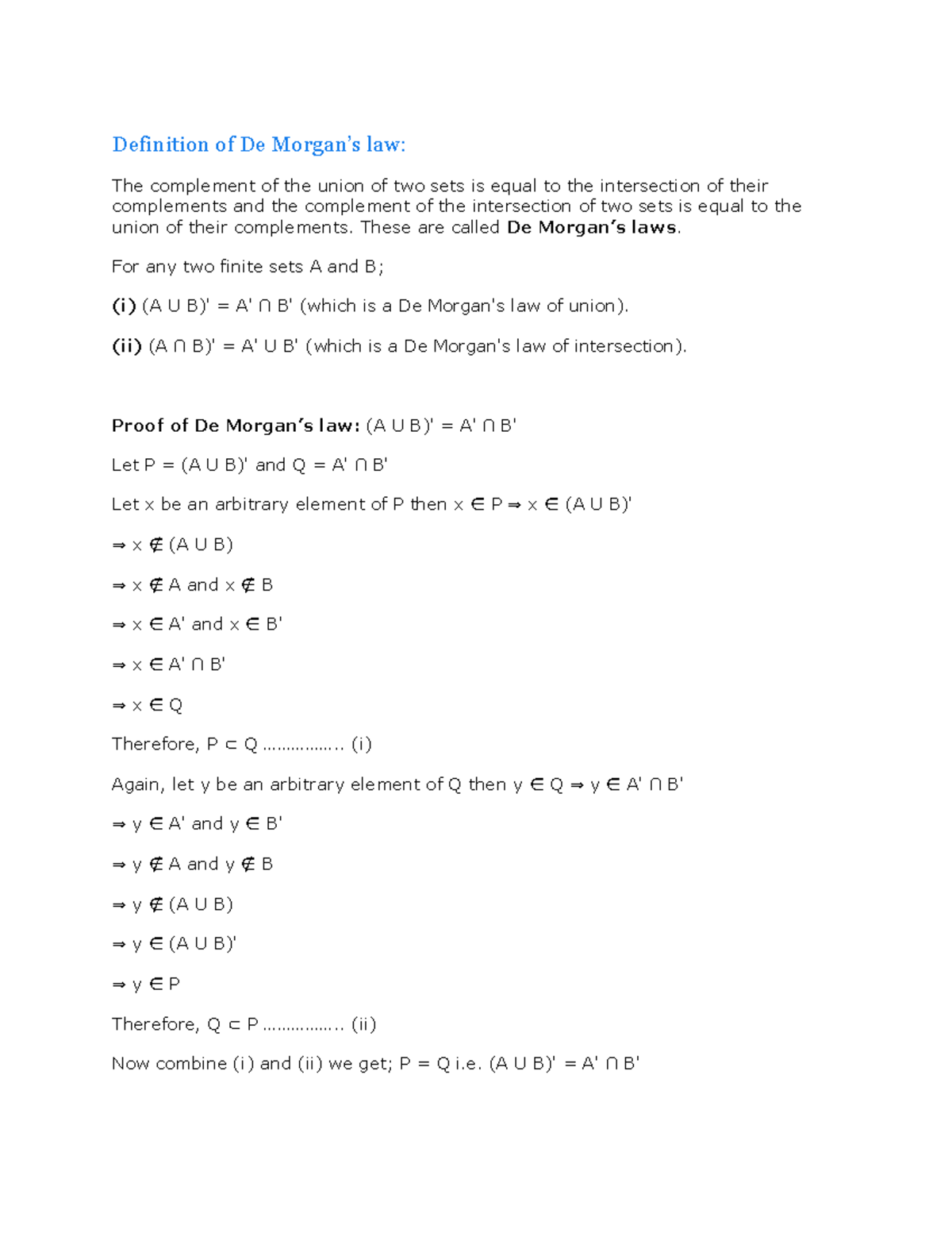 Definition of De Morgan - These are called De Morgan’s laws. For any ...