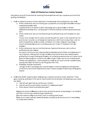 Module 3 activity - SNHU 107 Module Three Activity Template Complete ...