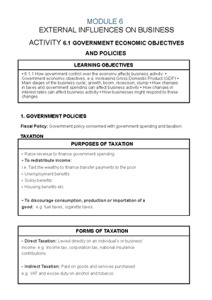 Business Notes Module 2 PT - MODULE 2 PEOPLE IN BUSINESS 2.1 THE ...