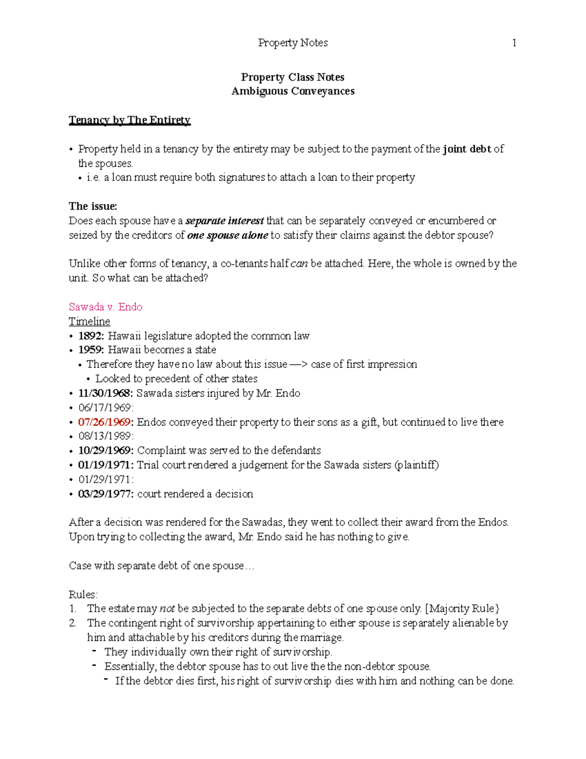 Concurrent Estates - Property Notes 1 Property Class Notes Ambiguous ...