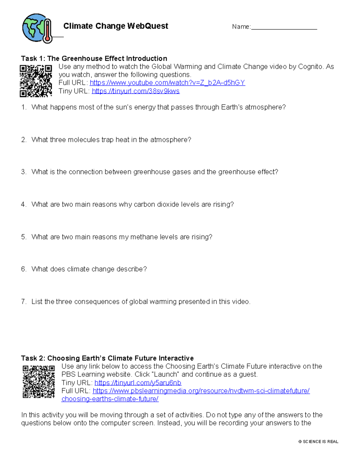 Handout Climate Change Webquest - Climate Change WebQuest Name: Task 1 ...
