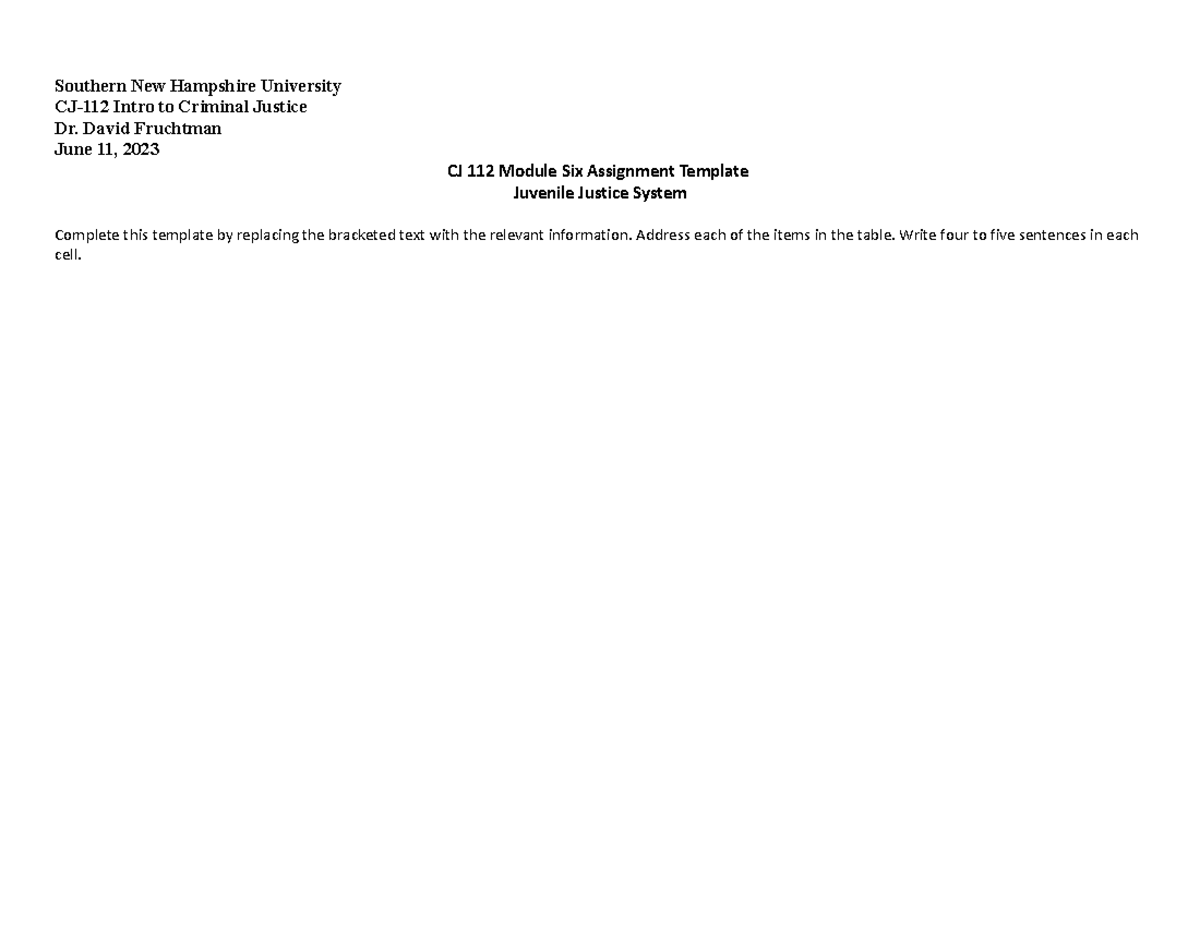 6-2 Module Six Assignment - Southern New Hampshire University CJ-112 ...
