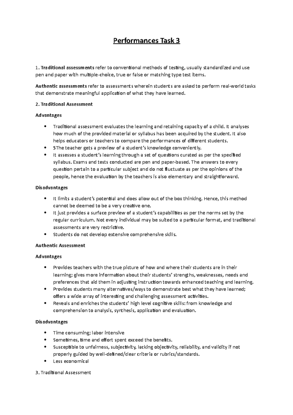 Performance TASK 3 ( Basit) - Performances Task 3 Traditional ...