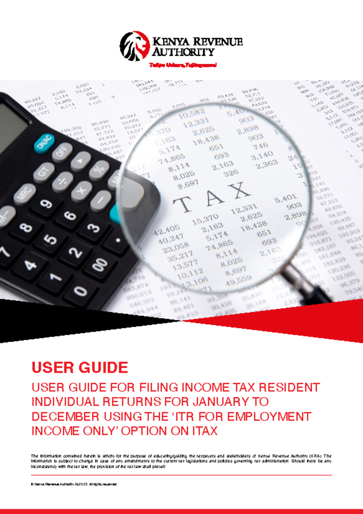 USER Guide FOR Filing Income TAX Resident Individual Returns FOR ...