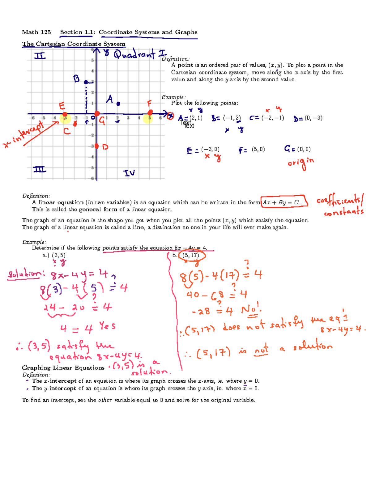 Math 125 LS 1.1 Solutions FALL20 - Math 125 Section 1: Coordinate ...
