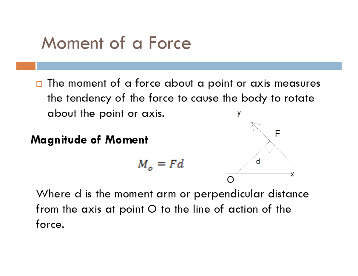 Moment of a Force - MKAB213 - Moment of a Force The moment of a force ...