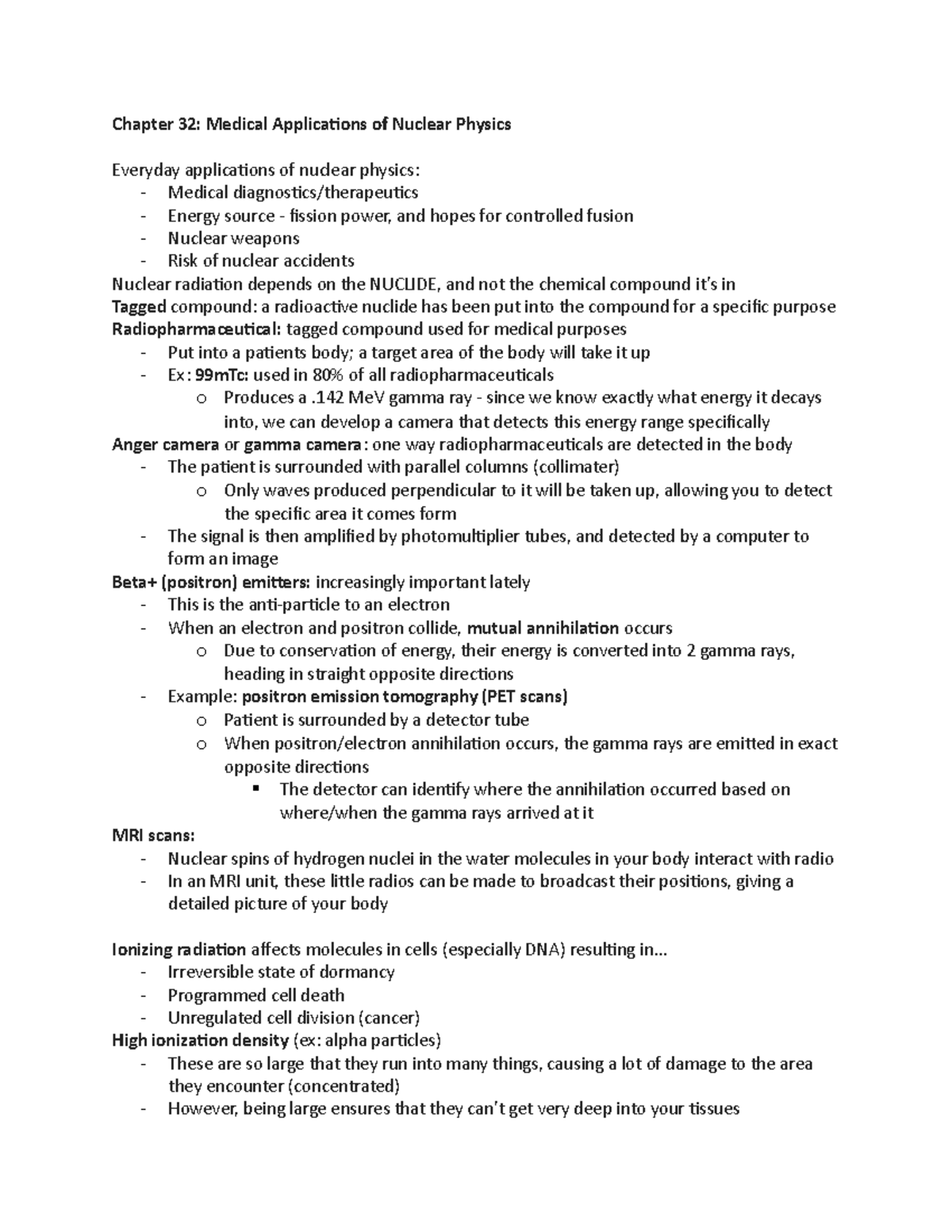 PHYS1512 Ch 32 Summary - College Physics - Chapter 32: Medical ...