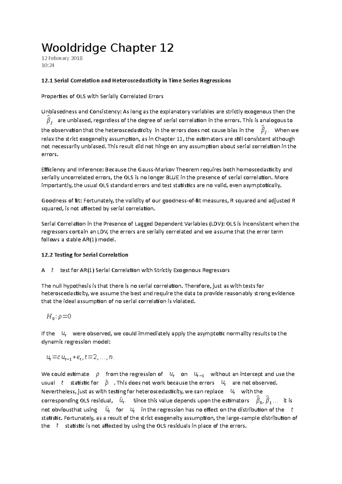 Wooldridge Chapter 12 - Introductory Econometrics - 4th Edition ...