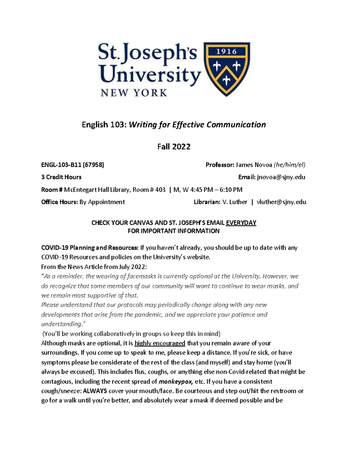 ENG 103-B11 Syllabus - English 103: Writing for Effective Communication ...